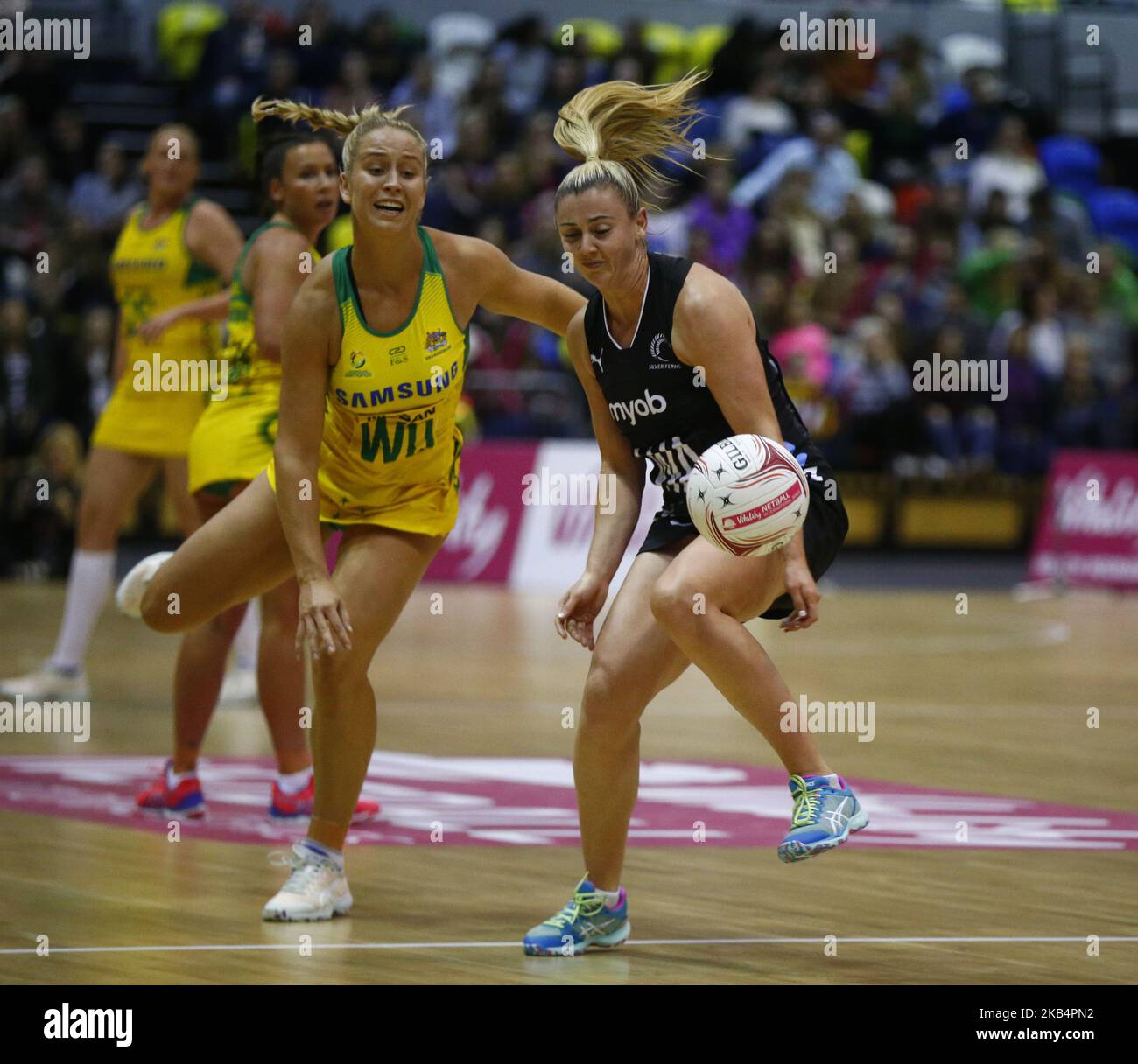 L-R Jamie-Lee Price of Australia Diamonds and Laura Langman of New ...