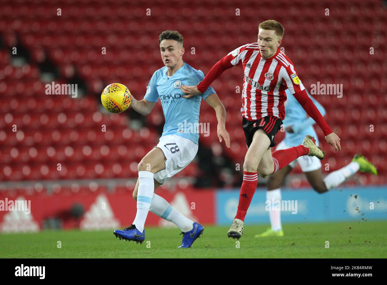 . Manchester City's Taylor Harwood-Bellis in action with Sunderland's ...