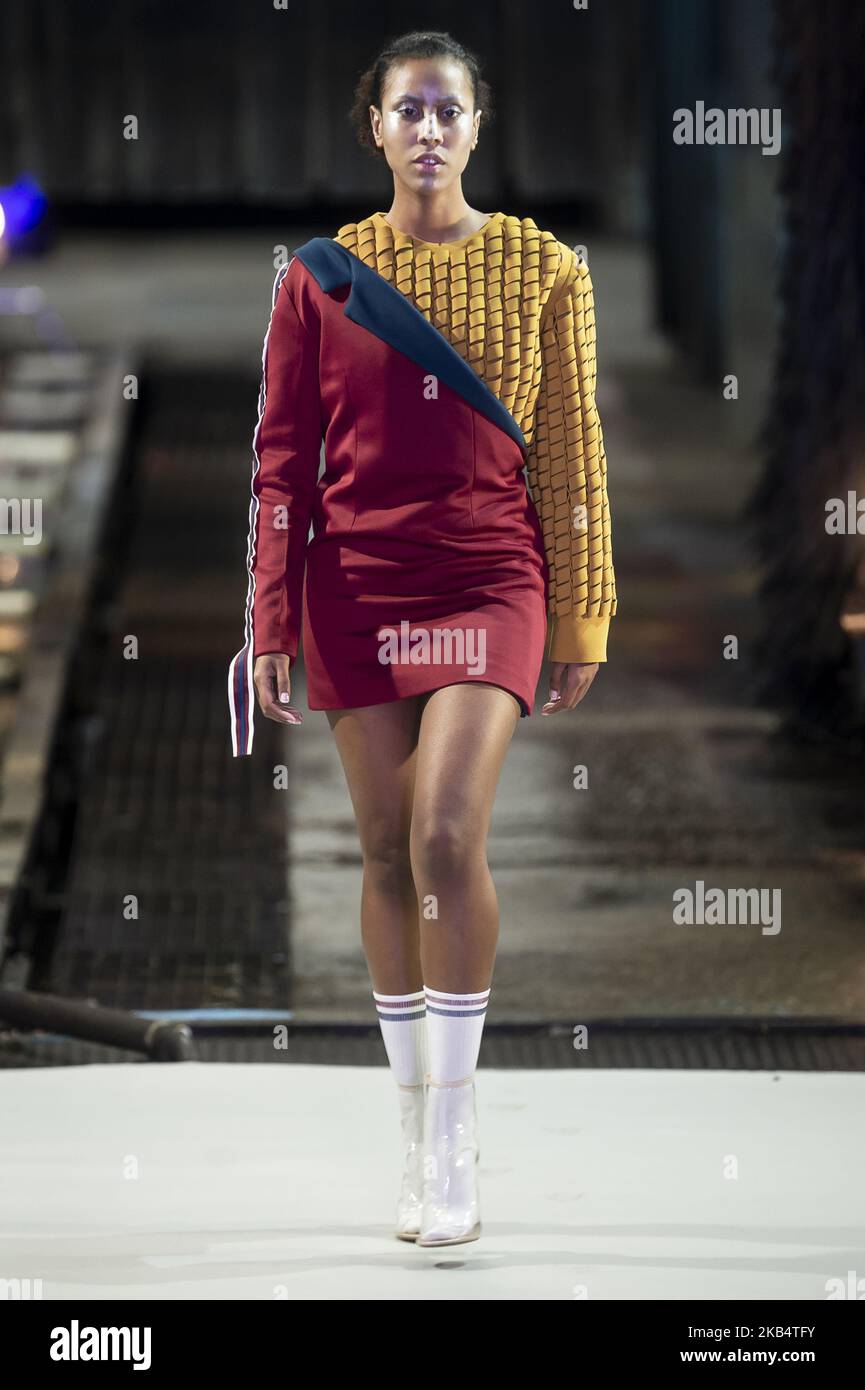 A model walks the runway 'Steps AW 19/20' during the ESNE fashion show ...