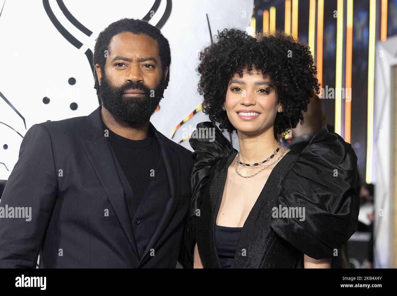 Nicholas Pinnock and Tia Rolph attending the European premiere of Black ...