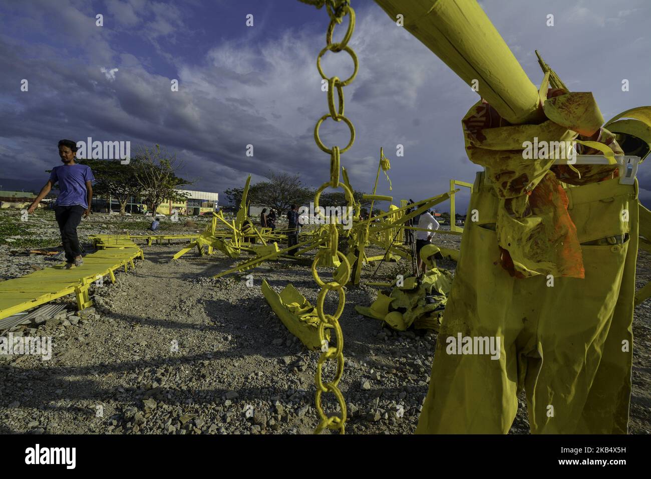 Debris from former tsunami waves installed by Japanese artist Daisuke ...