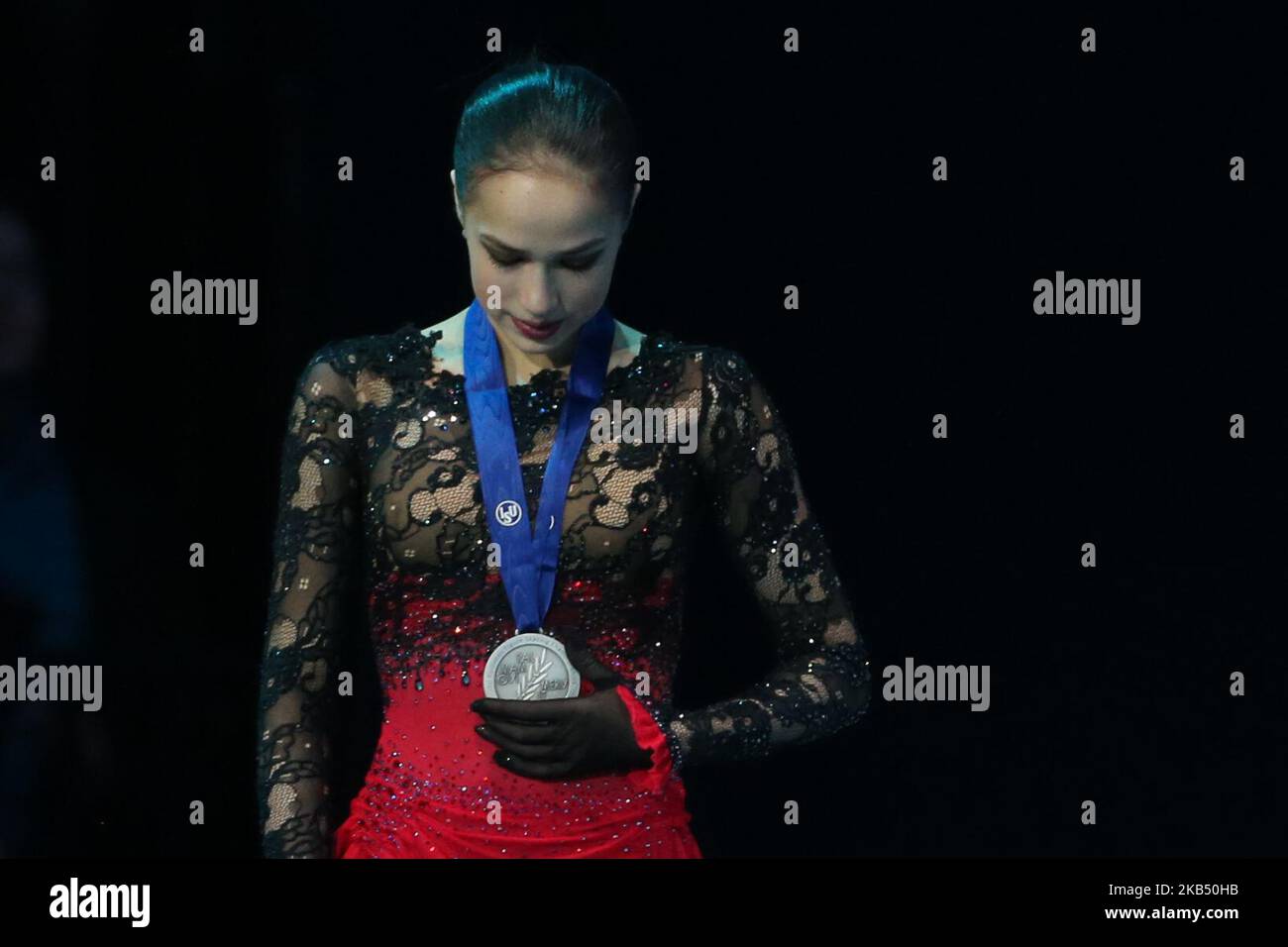 Second placed Alina Zagitova during the podium ceremony after the ...