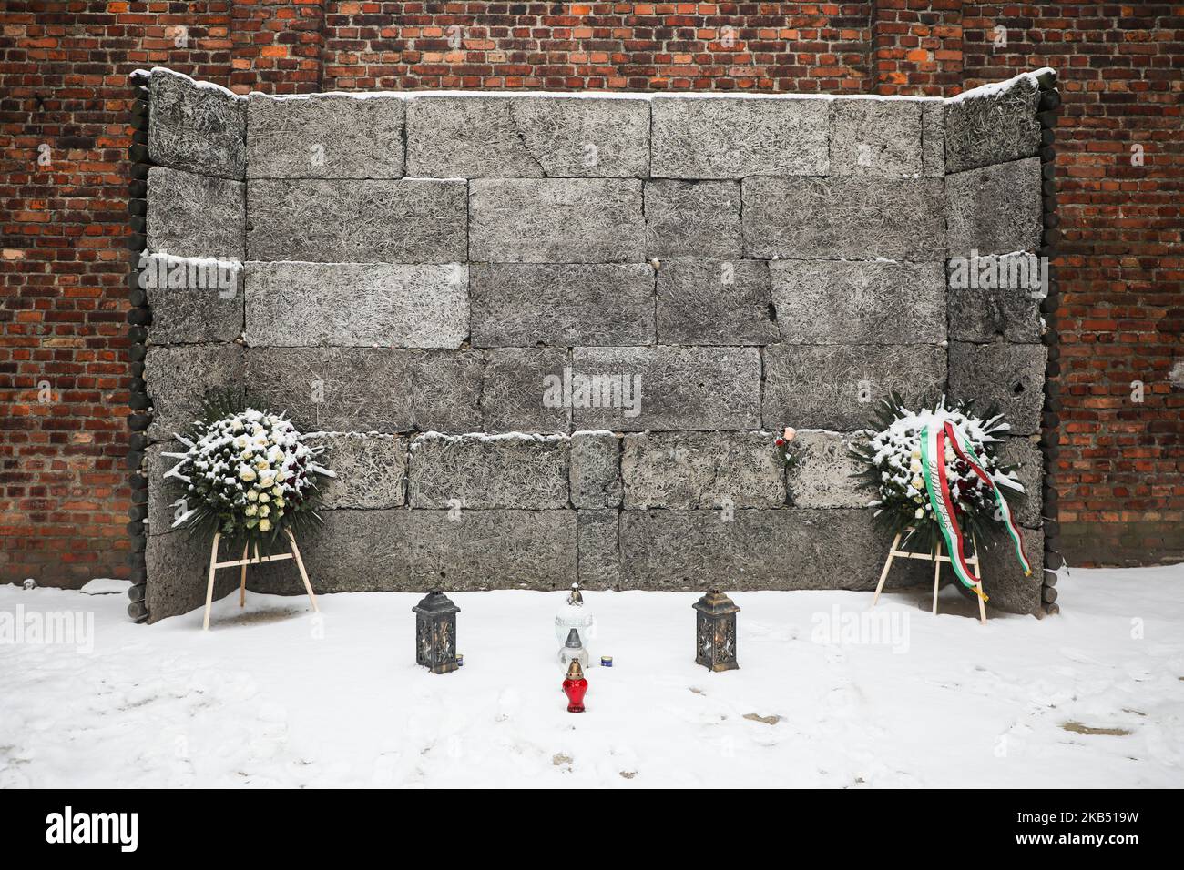 The Death Wall (reconstruction) a the former Nazi-German Auschwitz I ...