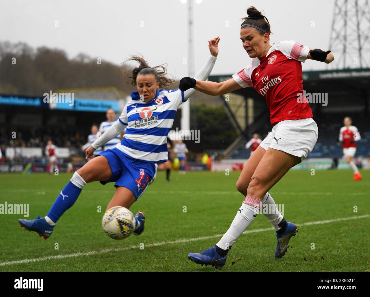 Natasha Harding of Reading trying to defend against Katrine Veje of ...