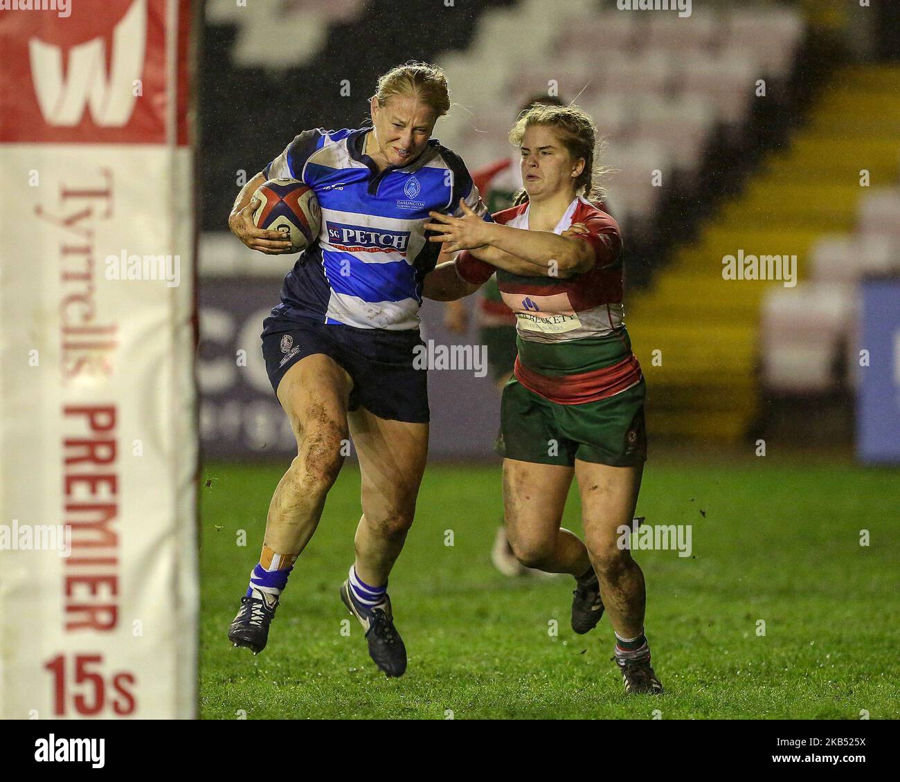 Tamara Taylor of Darlington Mowden Park Sharks and Alicia Calton of ...