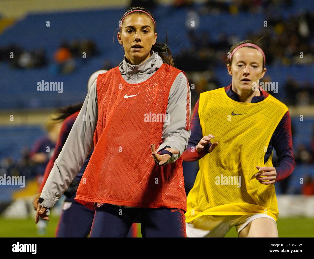 Alex Morgan of The United States warming up during pregame before the ...