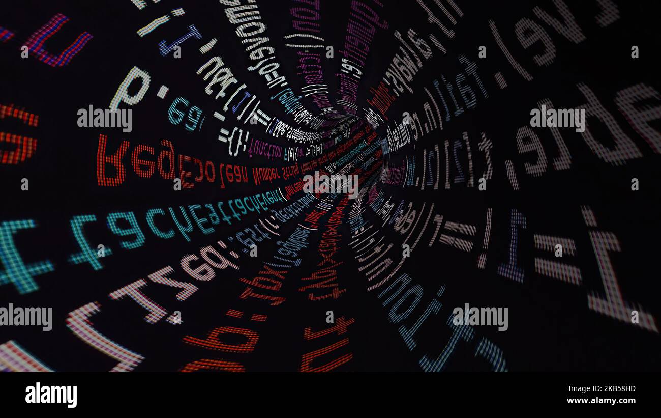Driving through code data tunnel Stock Photo - Alamy