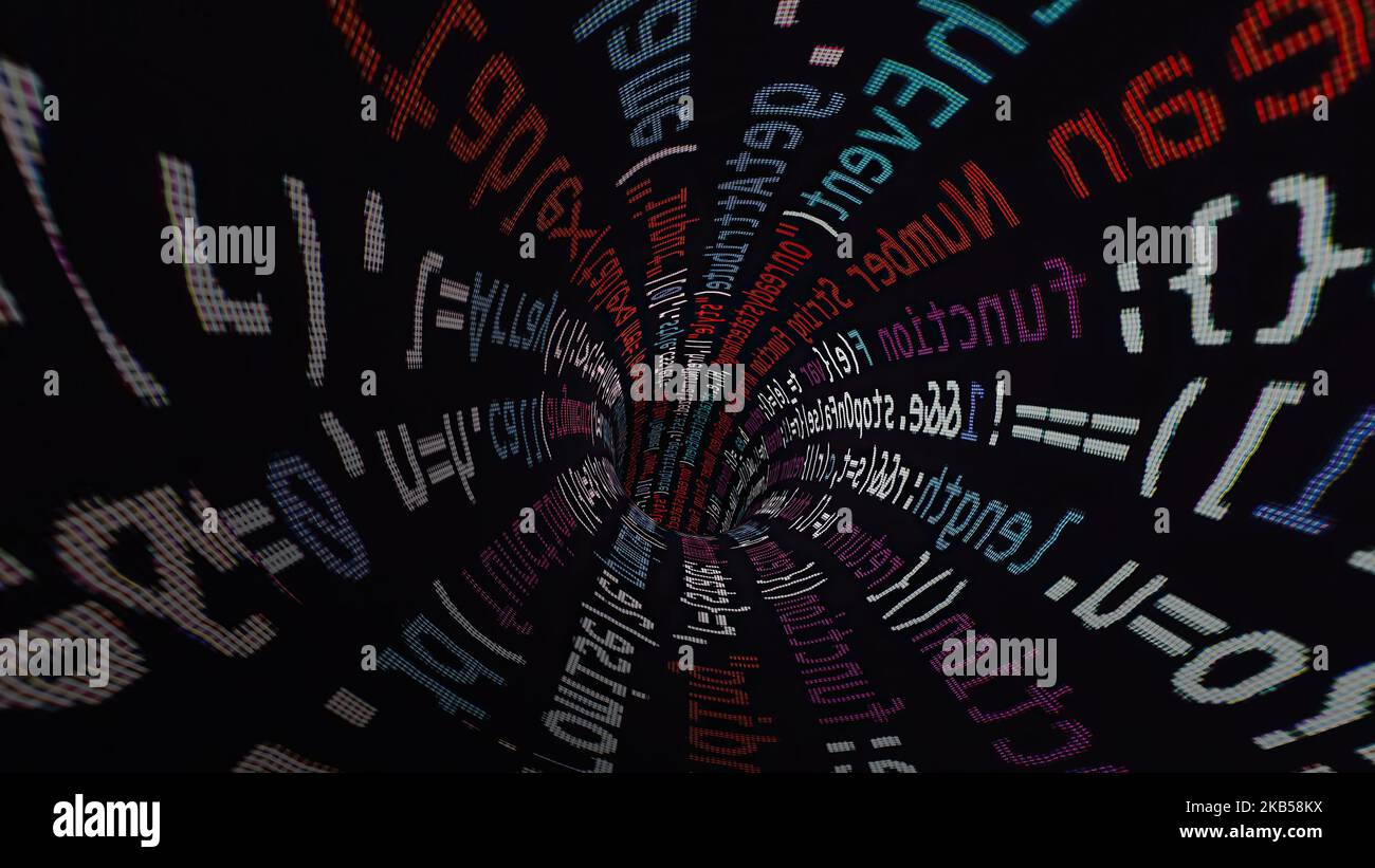 Driving through code data tunnel Stock Photo - Alamy