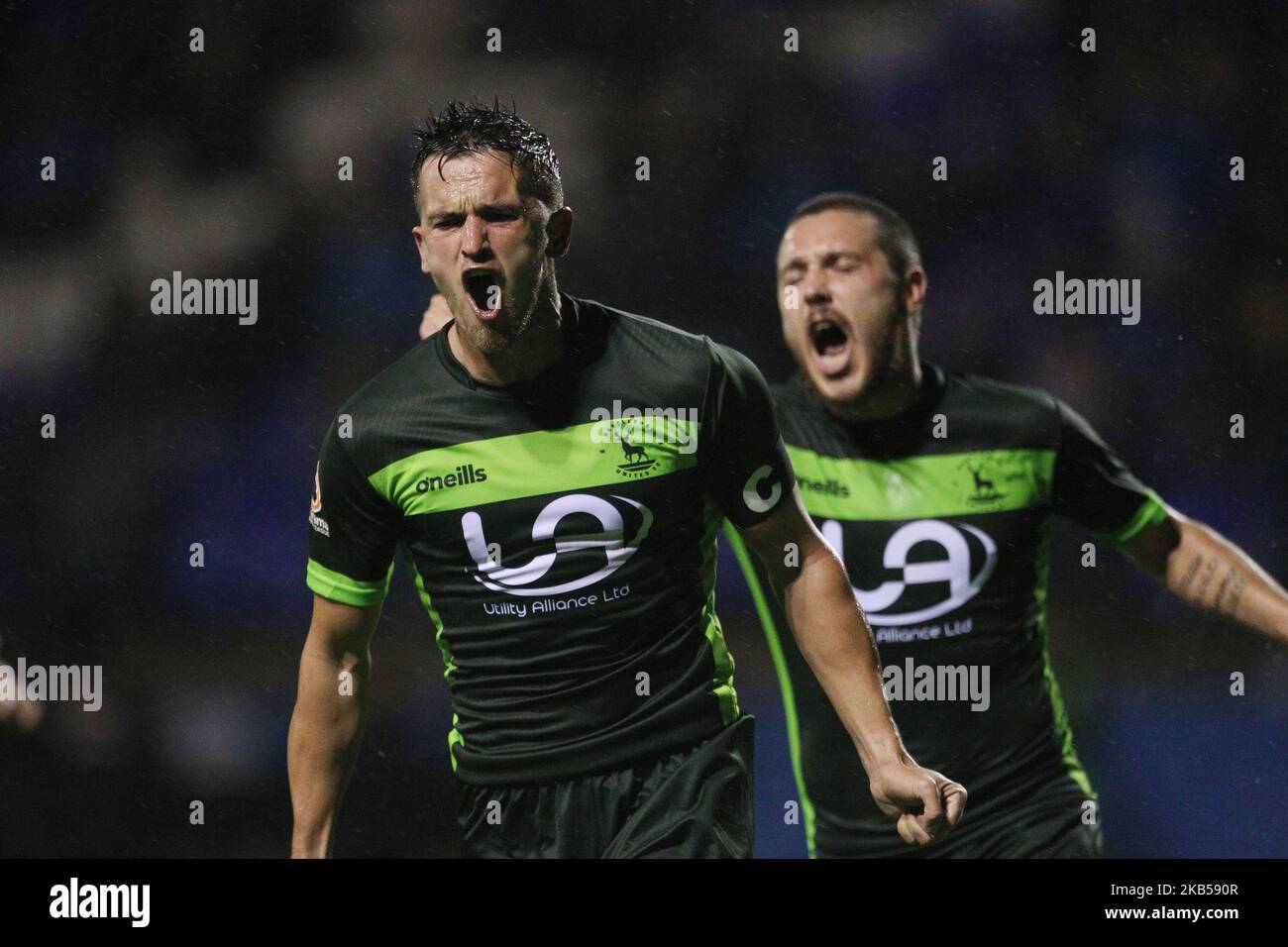 Ryan Donaldson of Hartlepool United celebrates after scoring their ...