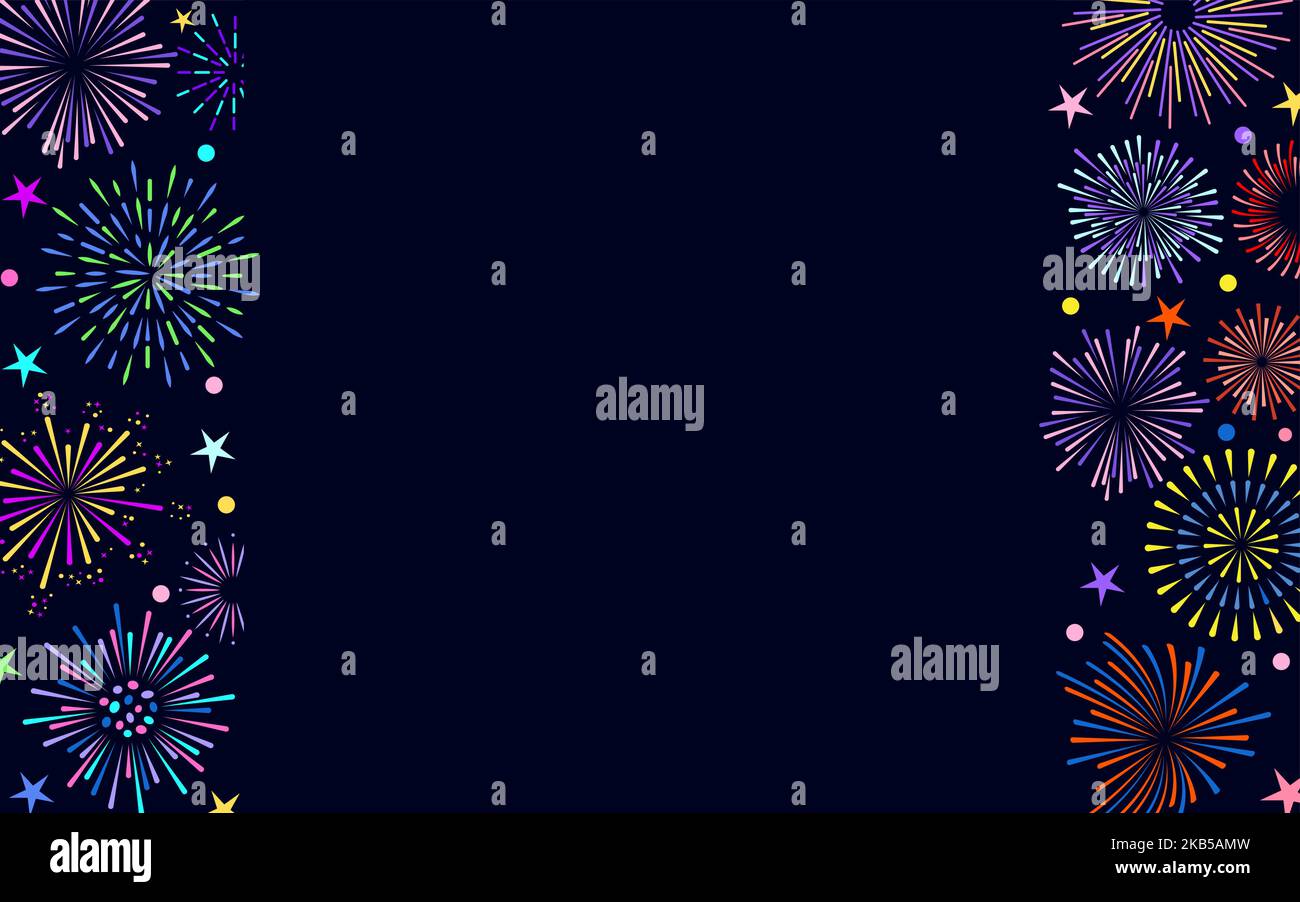 Fireworks carnival border. Celebration fire firework frame for ...