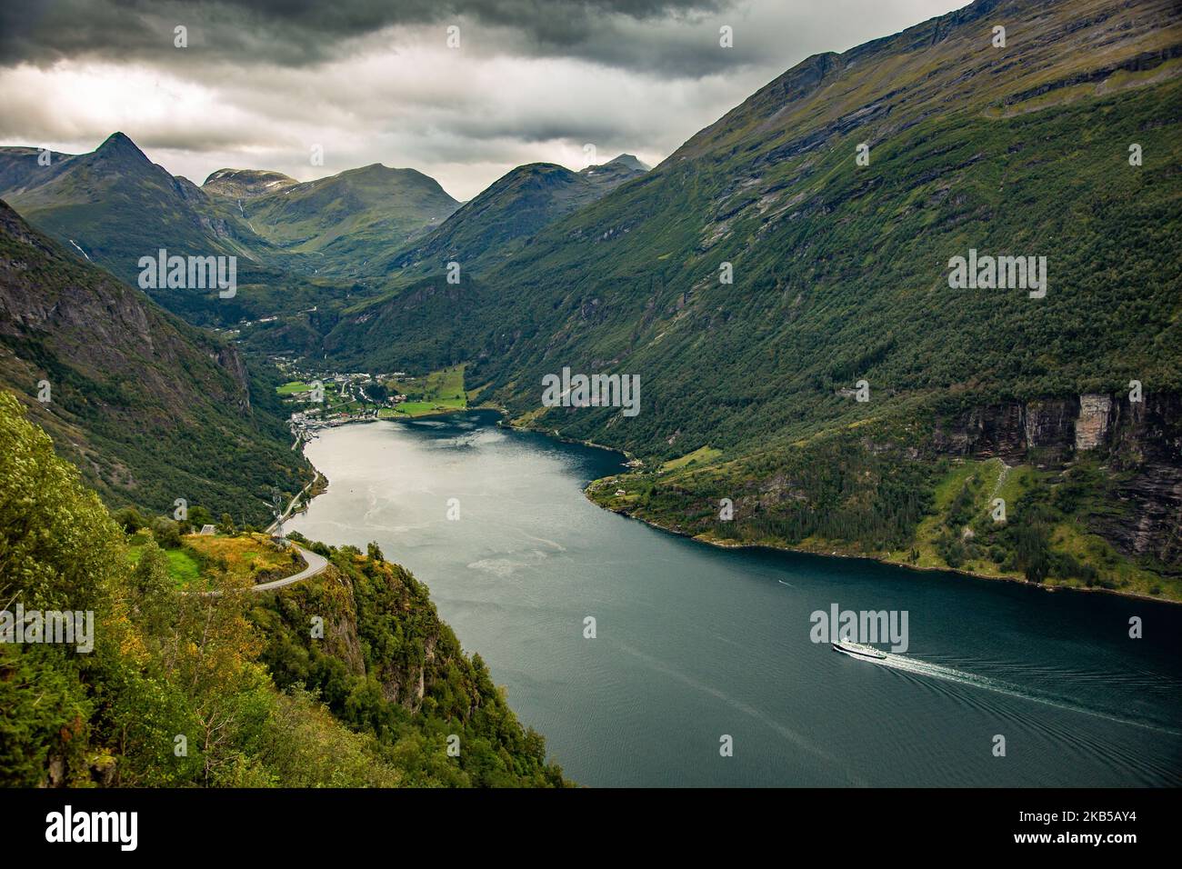 High aerial like - panorama view from Ornesvingen eagle Road ...