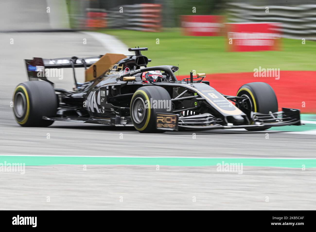 Romain Grosjean driving the (8) Rich Energy Haas F1 Team on track ...