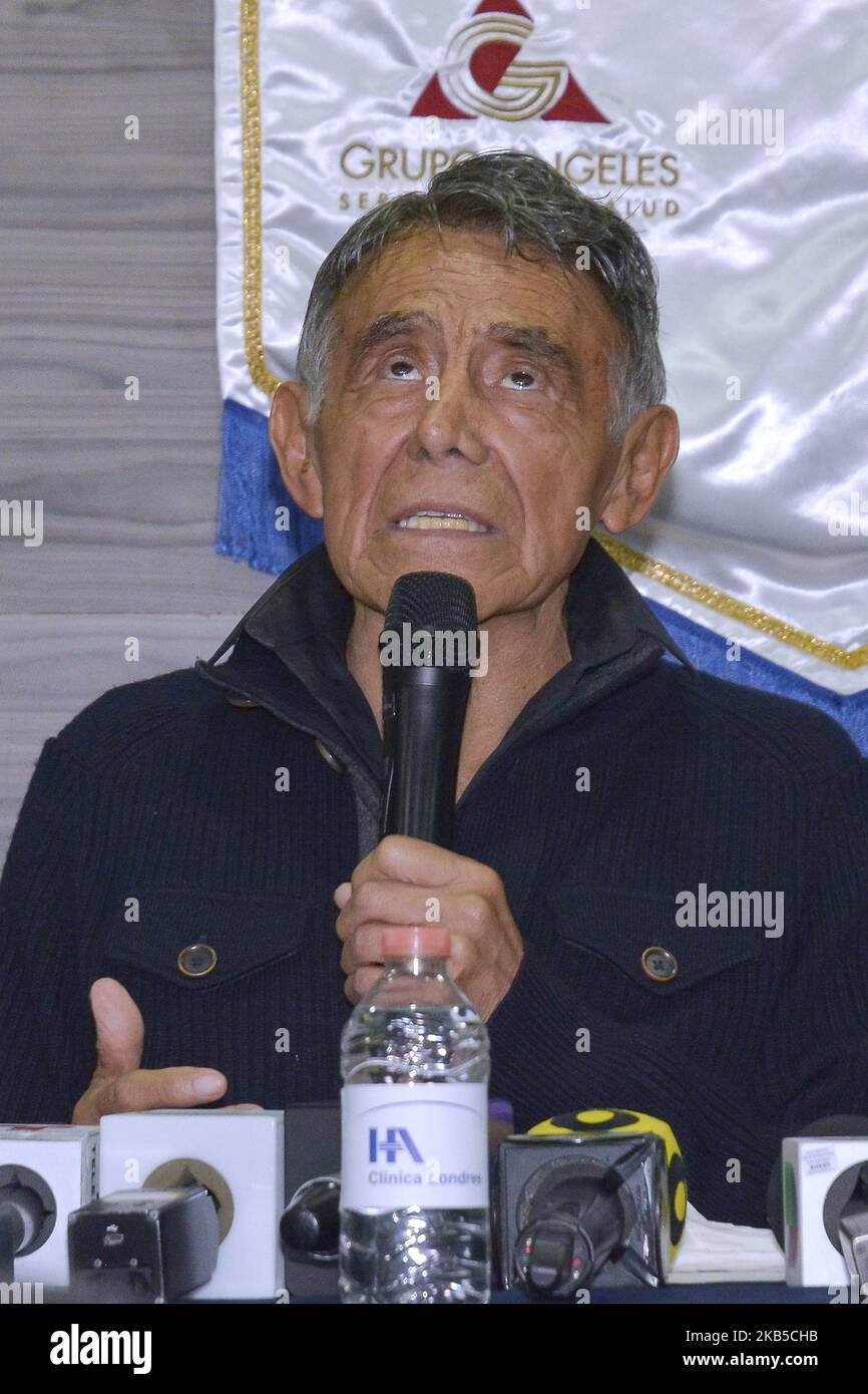 Actor Hector Suarez speaks during a press conference to announce he was ...