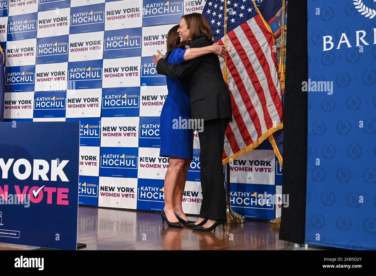 New York, NY on Nov. 3, 2022. Governor Kathy Hochul hugs Vice President ...
