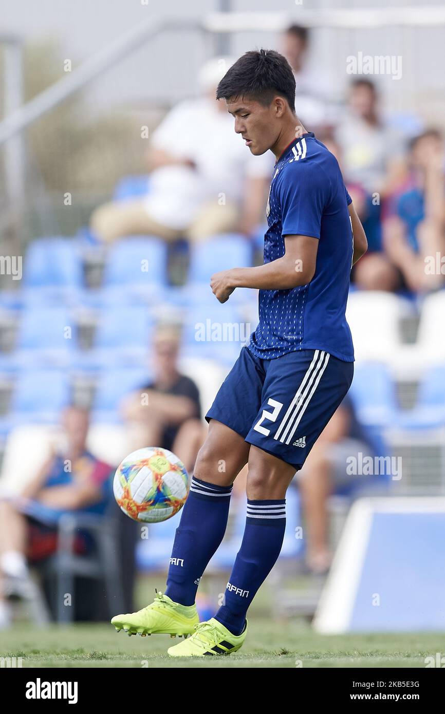 Ryuya Nishio of Japan in action during the international friendly match ...