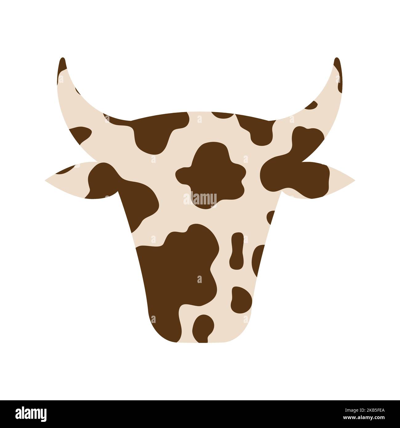 Vector flat cow head with brown cow print isolated on white background ...
