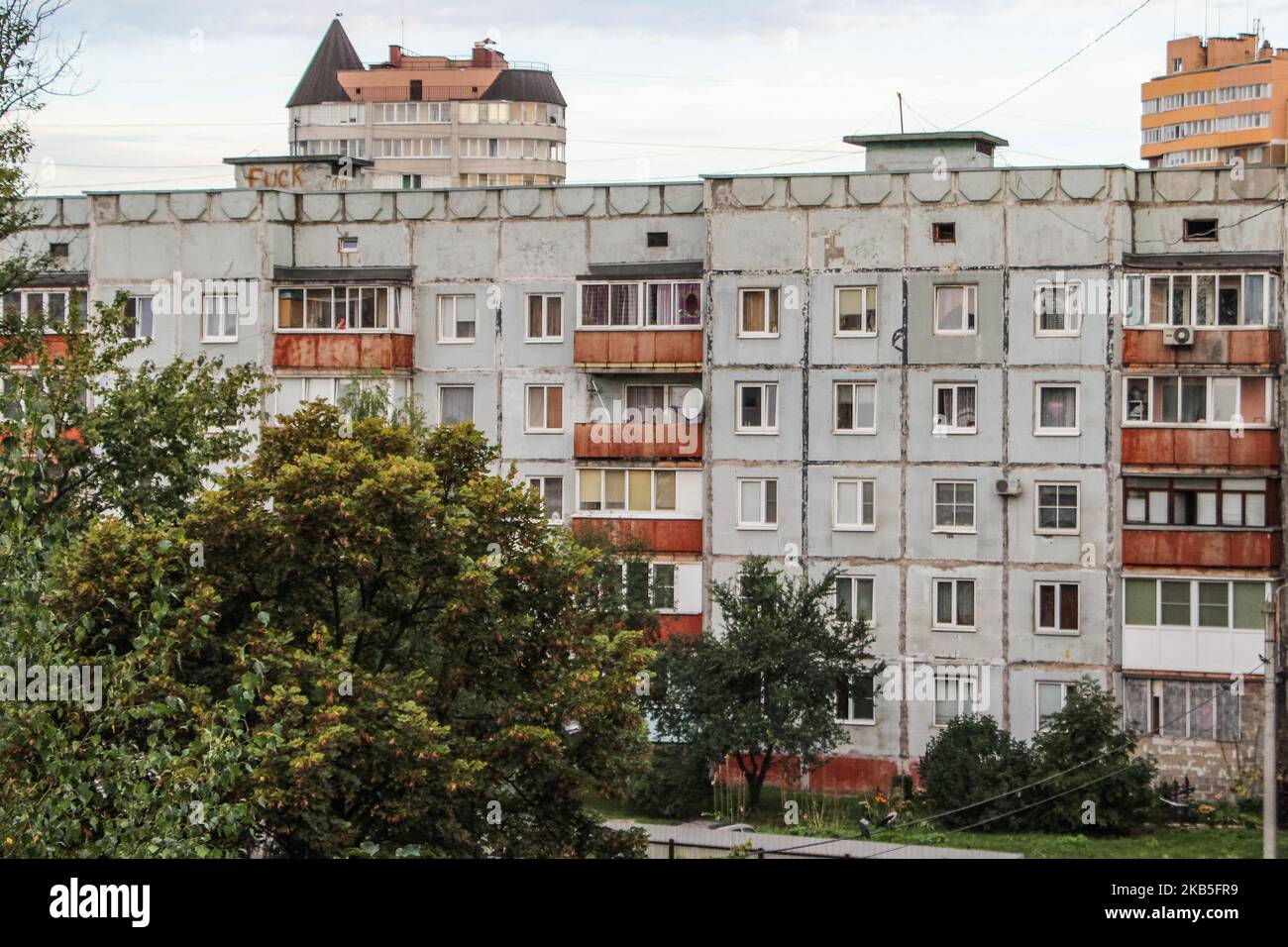 Soviet era blocks of flats estate is seen in Kaliningrad Russia on 7 ...