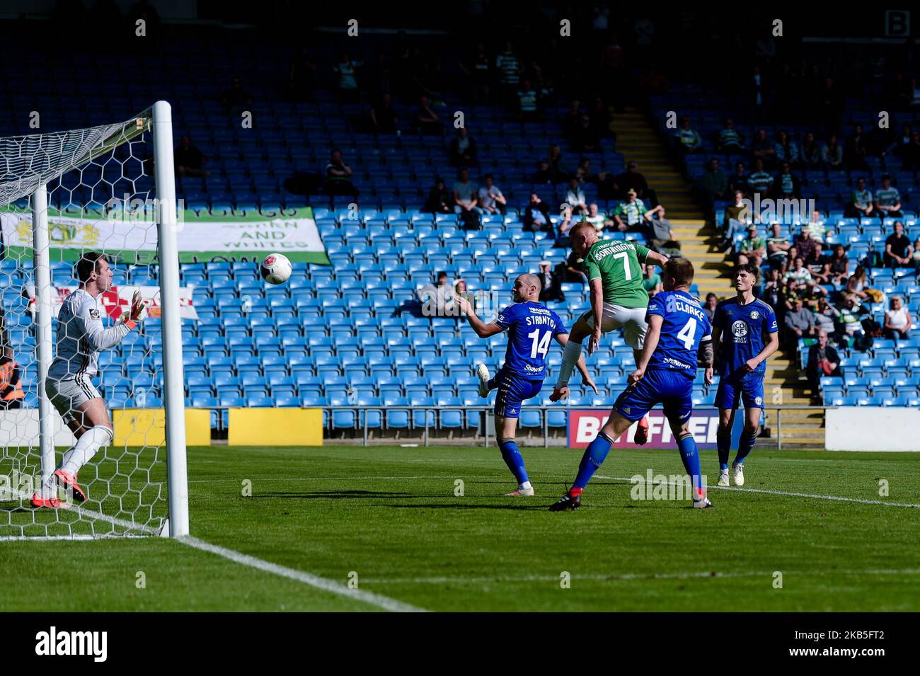 Yeovil Town midfielder Matt Worthington heads an effort at goal during ...
