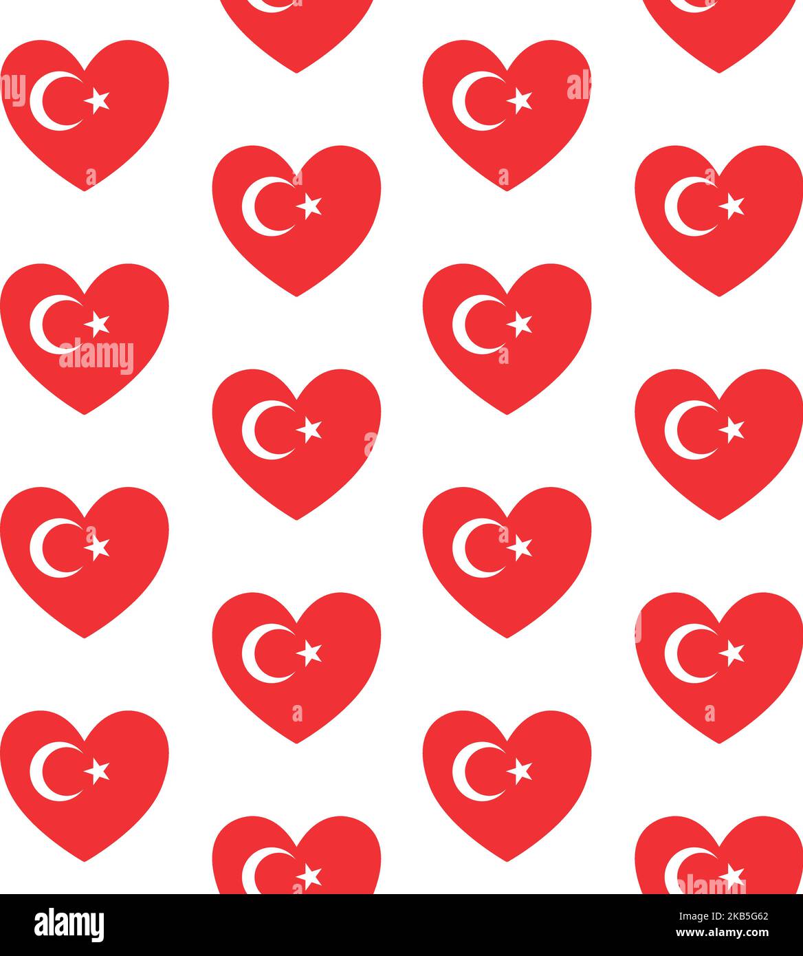 Vector seamless pattern of flat Turkish Turkey flag heart isolated on ...