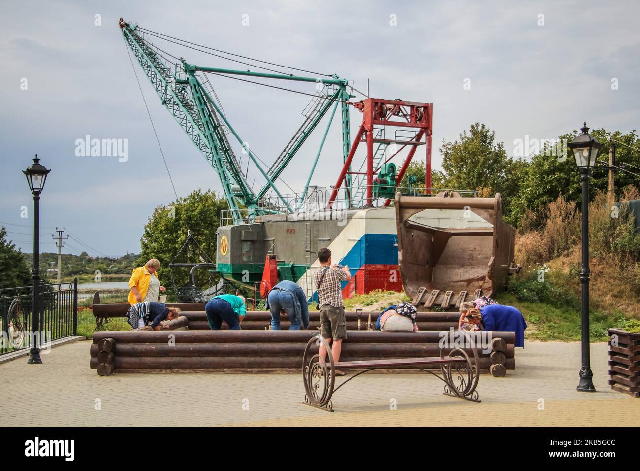 A sandpit with hidden amber for tourists on the amber open pit mine ...
