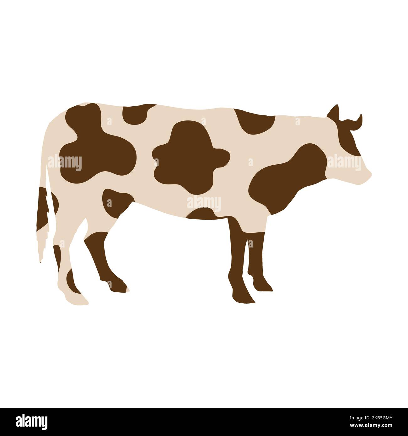 Vector flat cow silhouette with brown cow print isolated on white ...