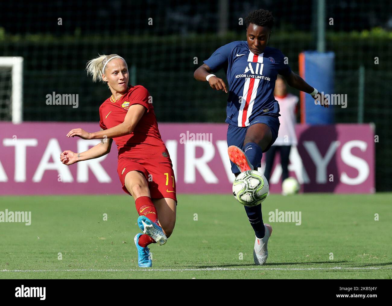 Kaja Erzen of Roma and Vicky Becho of Psg during the women's friendly ...