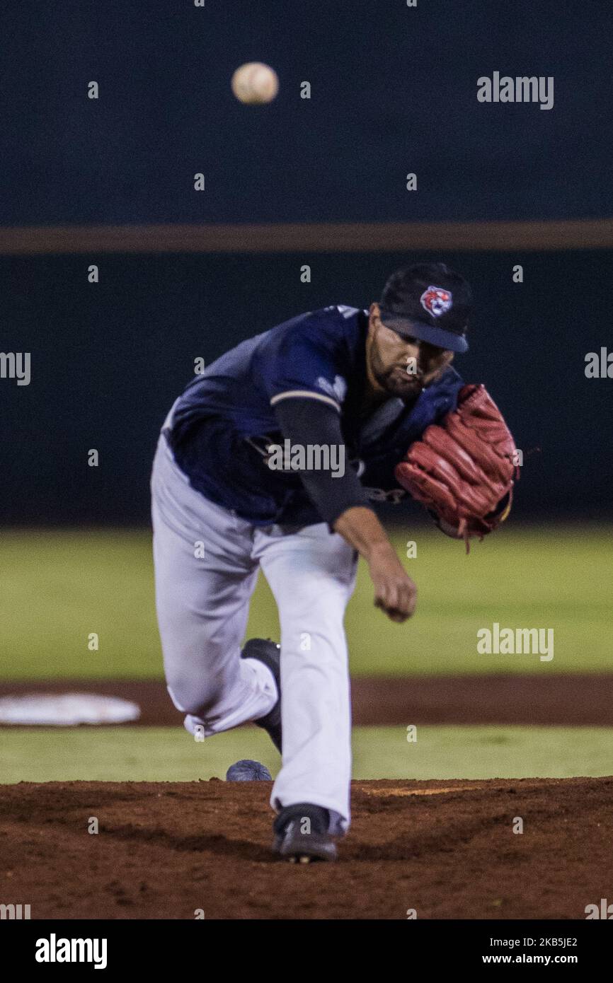 Luis Rodriguez of Tigres de Quintana Roo #30 pitches against of Diablos ...