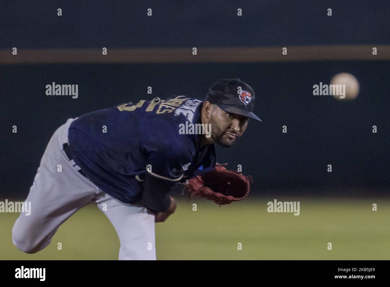 Luis Rodriguez of Tigres de Quintana Roo #30 pitches against of Diablos ...