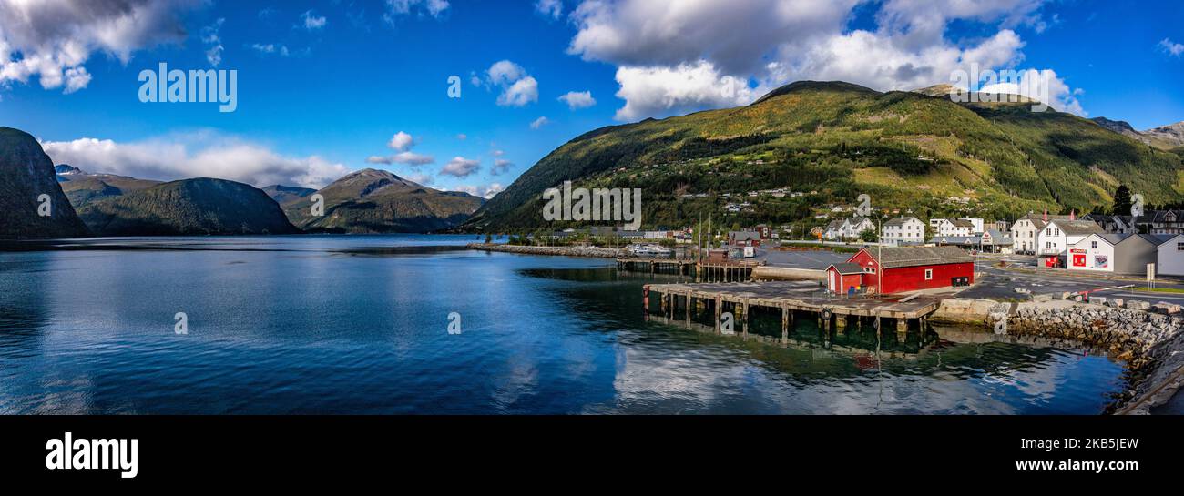 Panorama of Valldal or Valldalen fishing or Sylte at the Valldal valley ...
