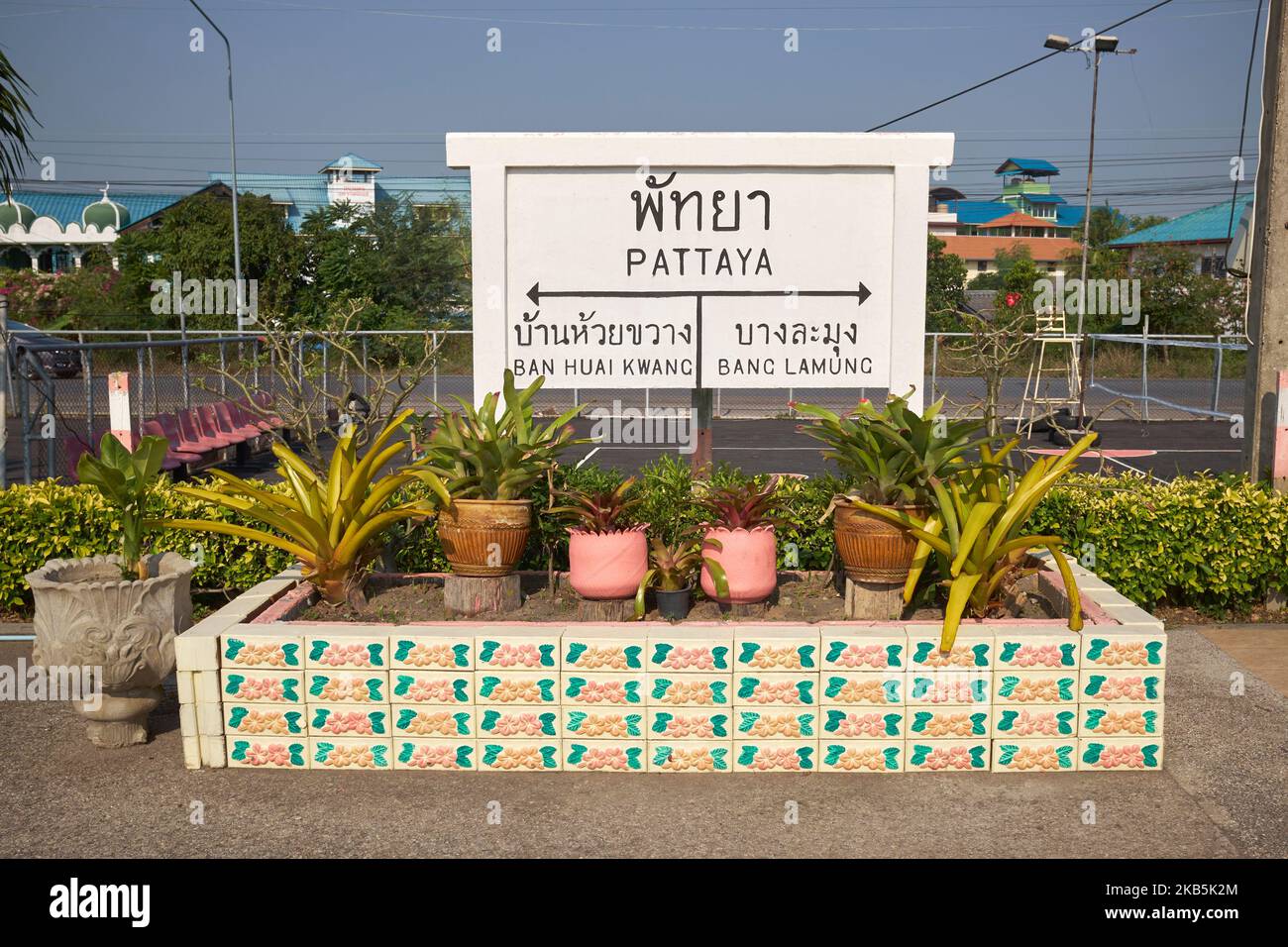 Direction Signs at The Railway Staition at Pattaya Thailand Stock Photo ...