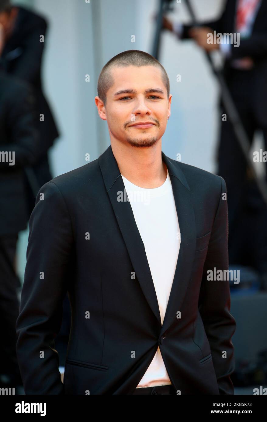 Toby Wallace walks the red carpet ahead of the closing ceremony of the 76th Venice Film Festival ...