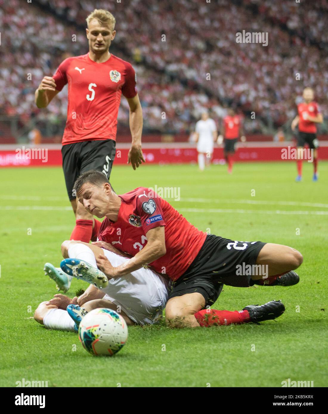 Stefan Posch (AUT),Stefan Lainer (AUT),Kamil Grosicki (POL) in action ...