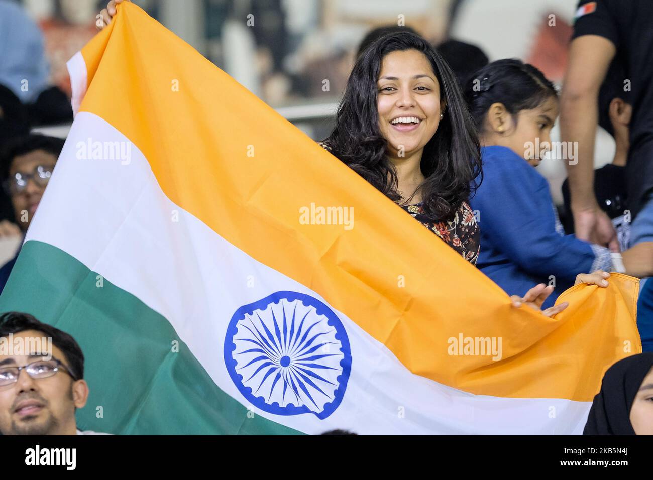 Female Indian fan cheers on her team during Qatar 0 - 0 India in a ...