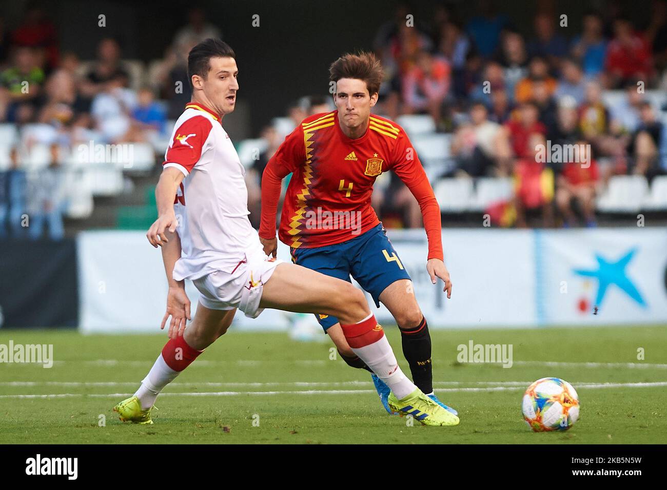 Juan Miranda of Spain under 21 and Marusic Montenegro under 21 during ...
