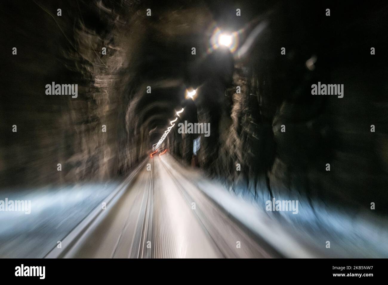 Pan; blur; time-exposure in Anton Anderson Memorial Tunnel under ...