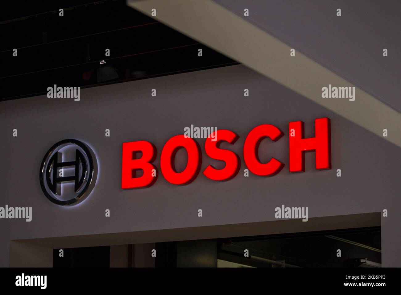 The logo of Bosch company pictured during the international electronics ...