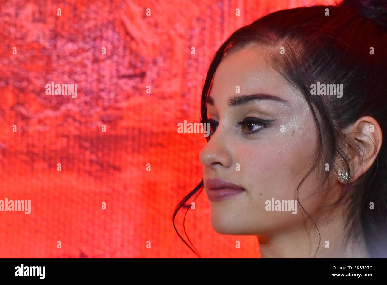 Yvette Monreal talks during Rambo: Last Blood film press conference at ...