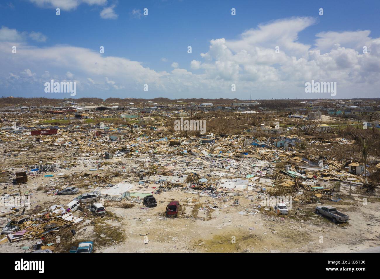 Devastation on Marsh Harbour, Abaco island, on September 11, 2019. The ...