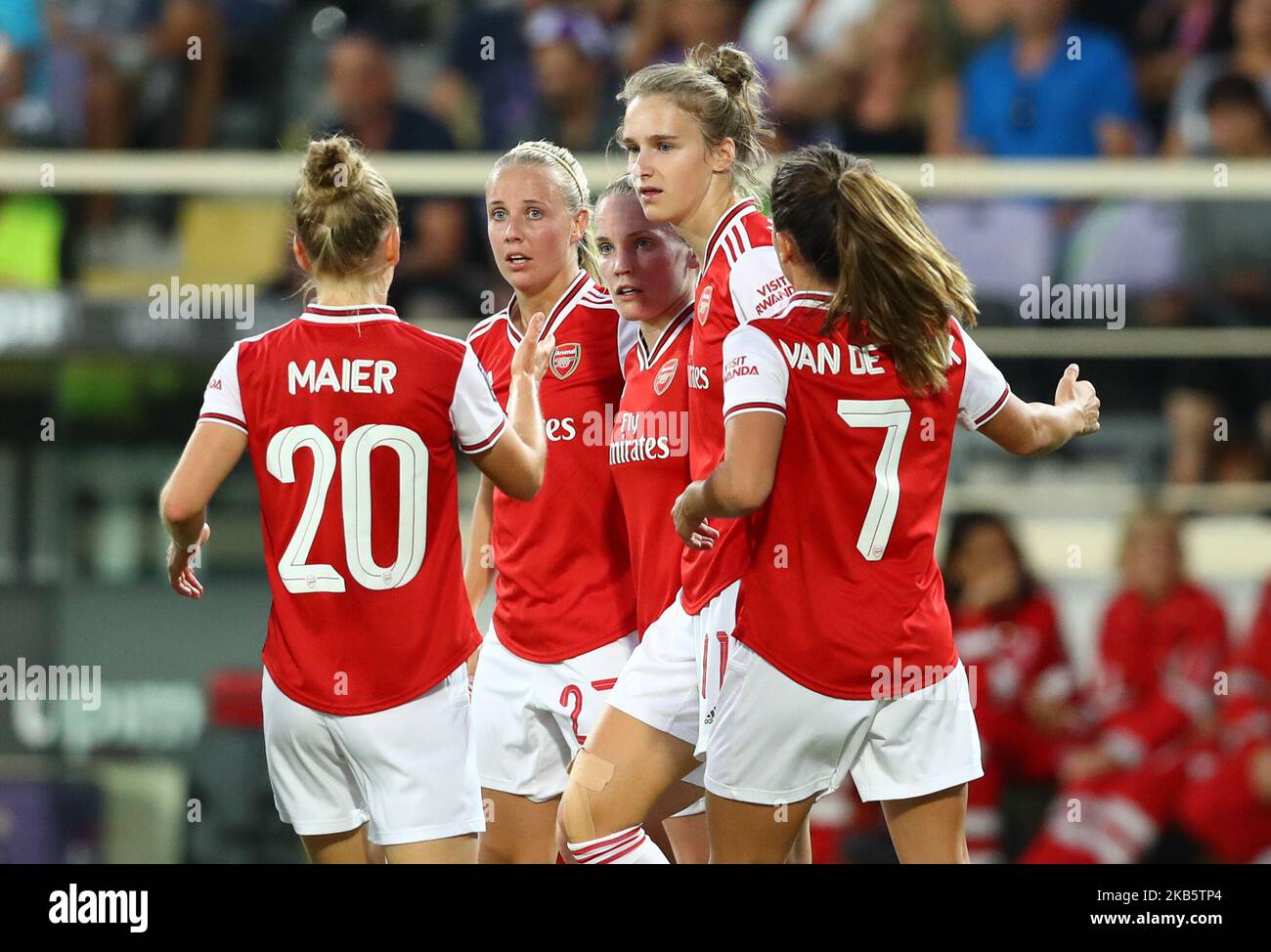 Vivianne Miedema of Arsenal celebrates with Leonie Maier, Beth Mead ...