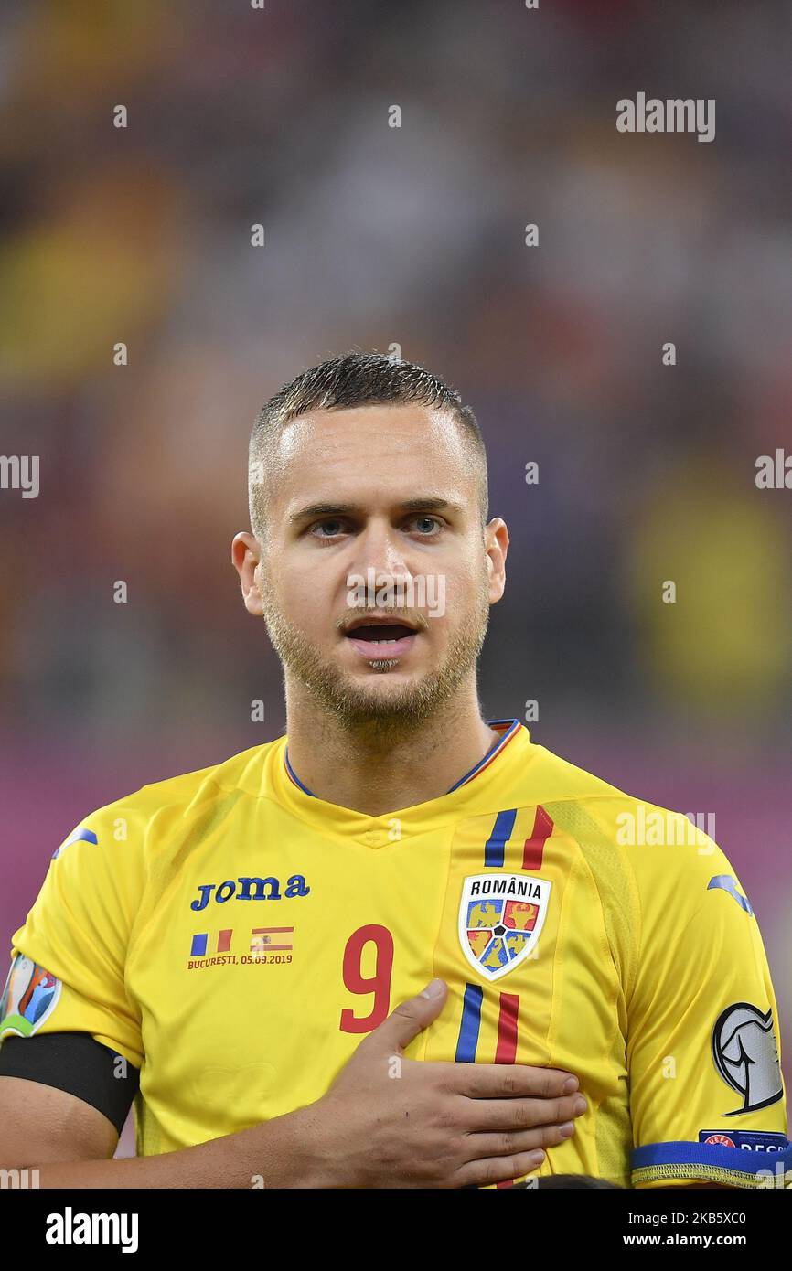 Romania's George Puscas during the UEFA EURO 2020 group F qualifying ...