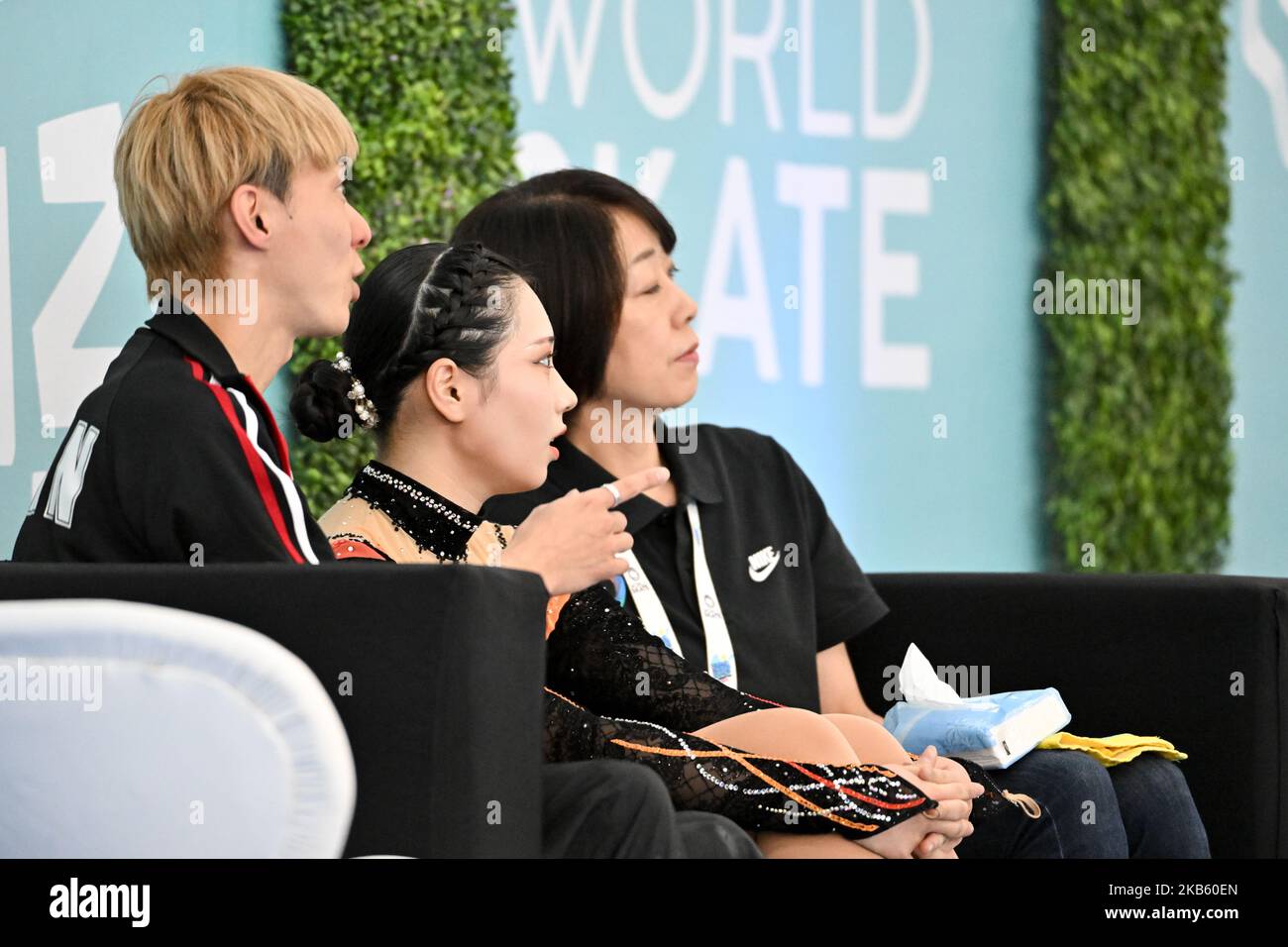 KOKONE KUMAZAWA and SHINGO NISHIKI, Japon, at Kiss & Cry, performing in ...