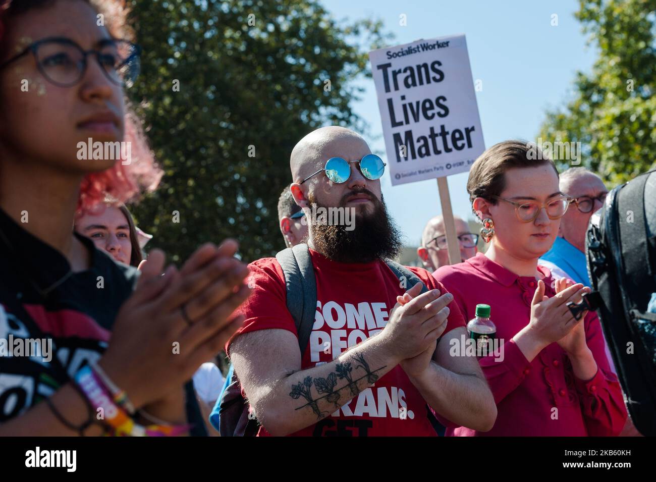 Transgender people and their supporters gather by Wellington Arch to ...