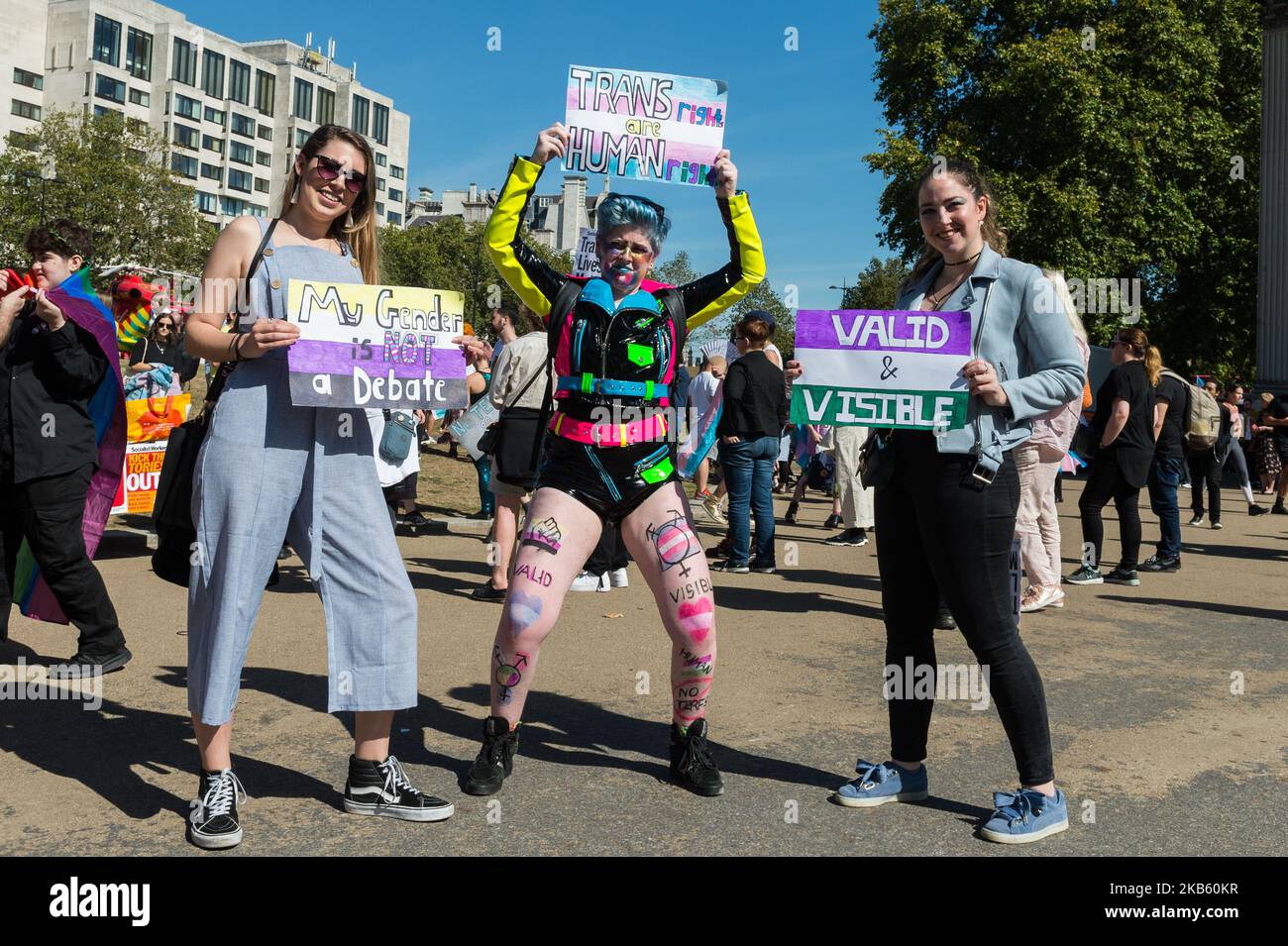 Transgender people and their supporters gather by Wellington Arch to ...