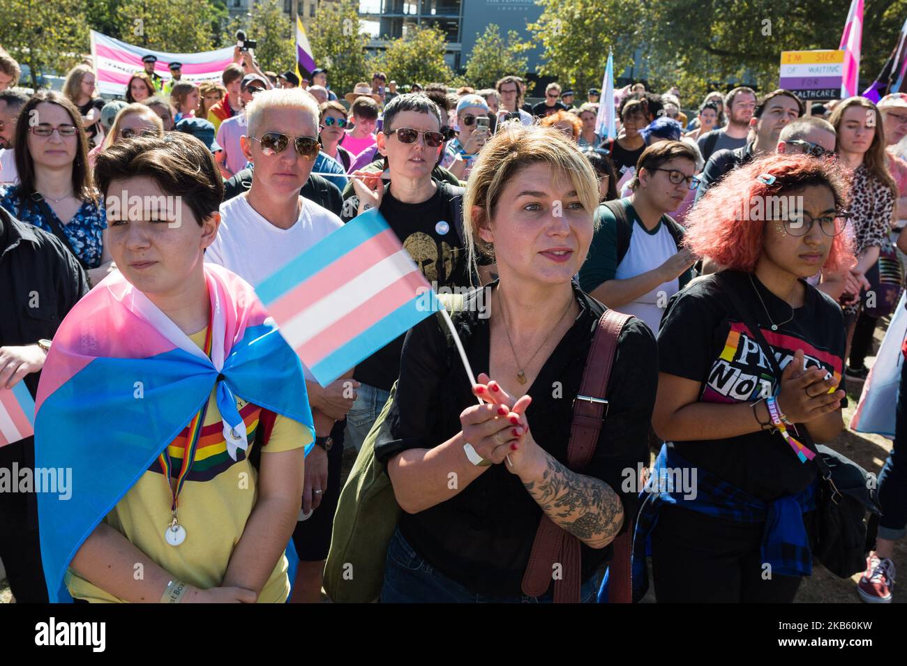 Transgender people and their supporters gather by Wellington Arch to ...