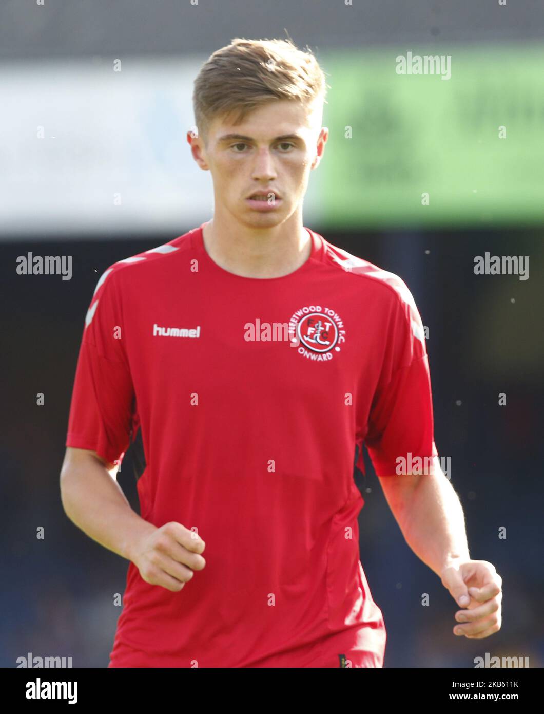 Harvey Saunders of Fleetwood Town during the pre-match warm-up during ...