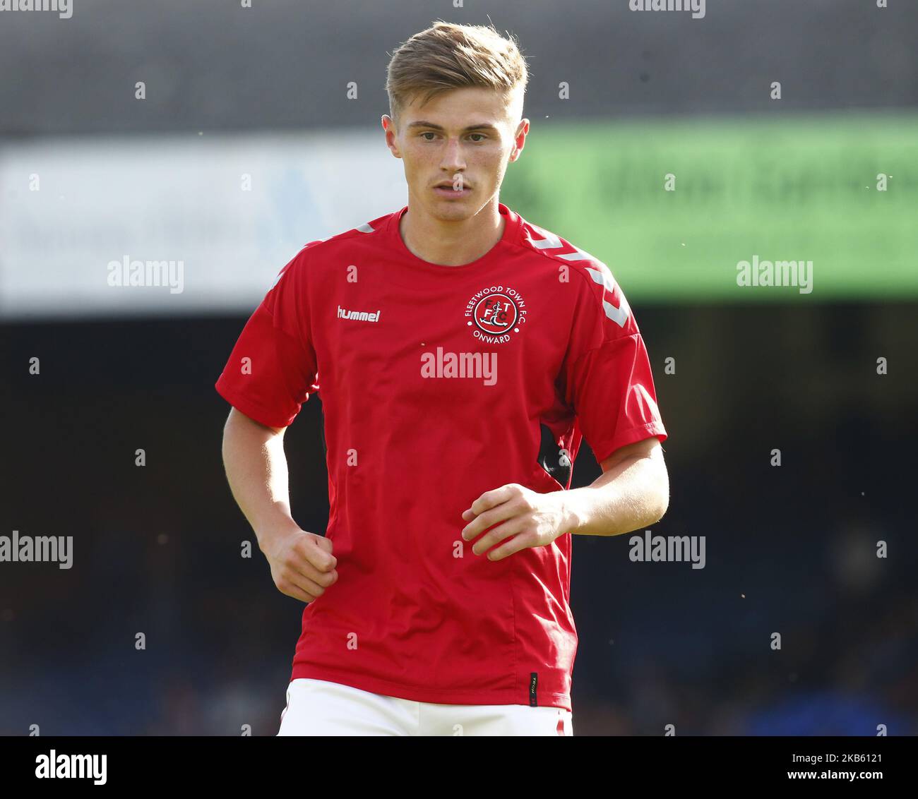 Harvey Saunders of Fleetwood Town during the pre-match warm-up during ...