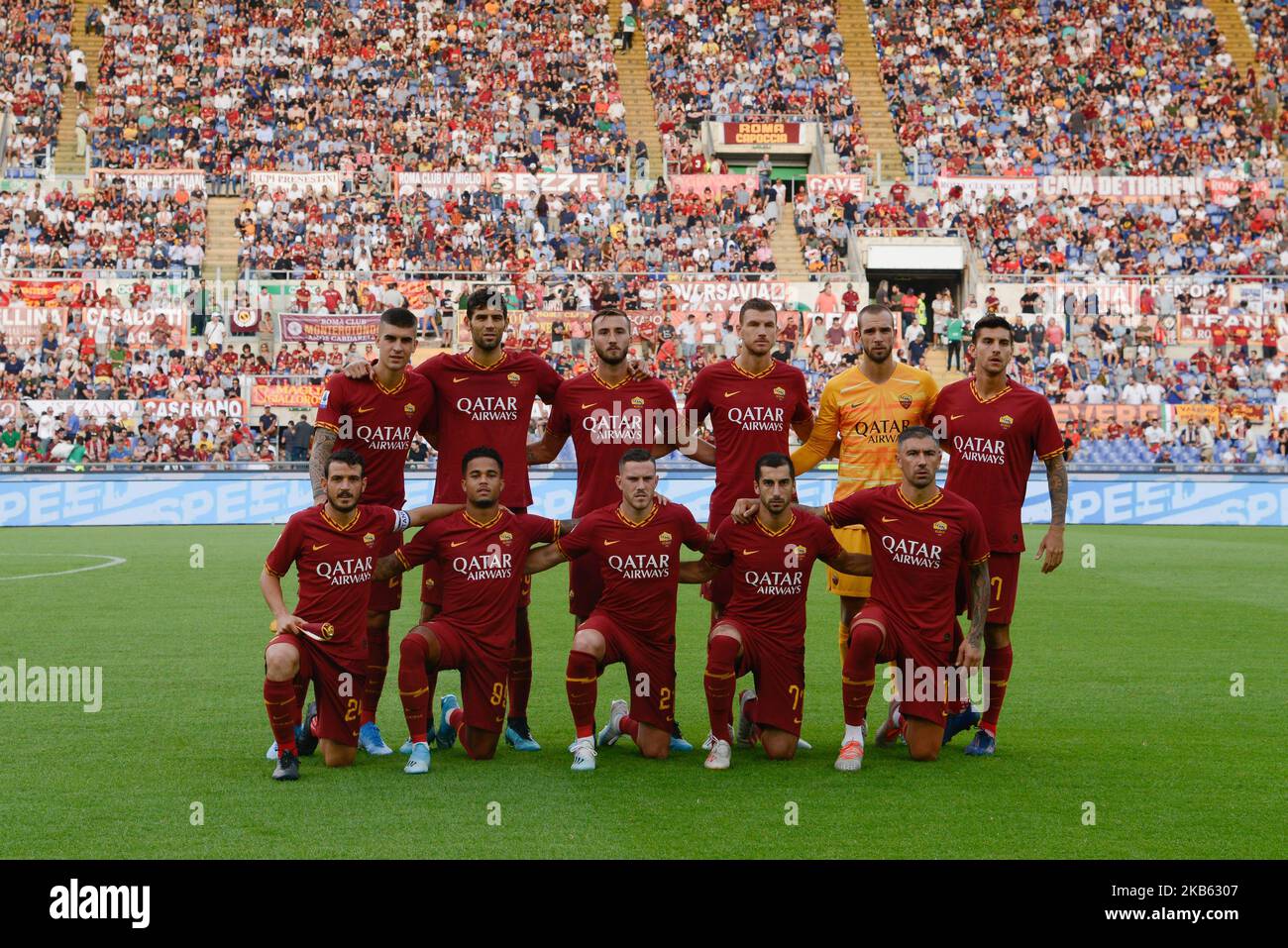 AS Roma players pose before the Italian Serie A football match between ...