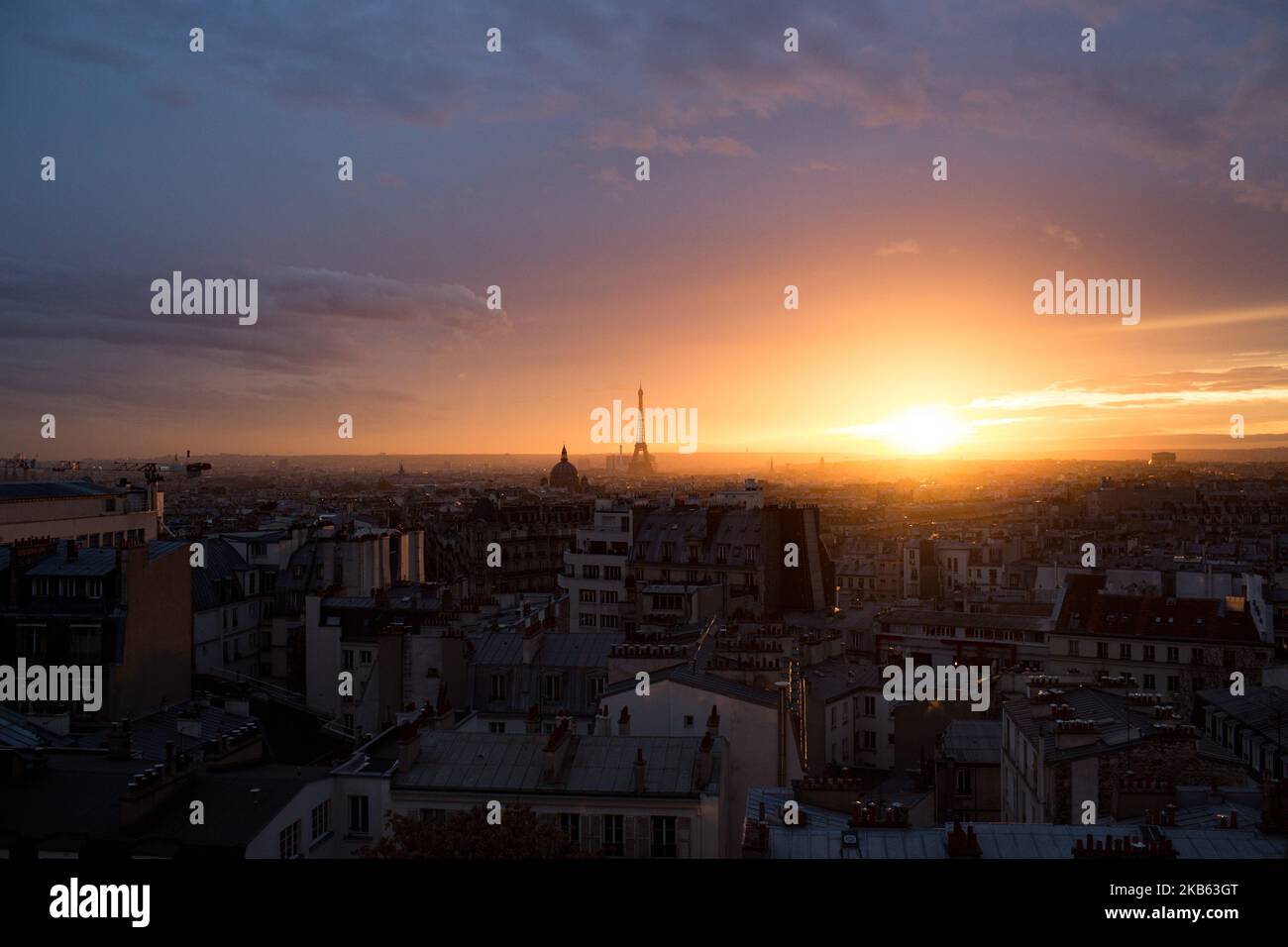 Paris, France, December 5, 2018. A view of the Eiffel Tower above the ...