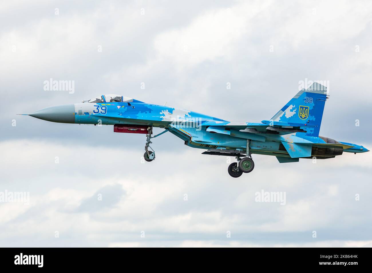 Sukhoi SU-27 Flanker 39 of the Ukrainian Air Force with blue digital ...