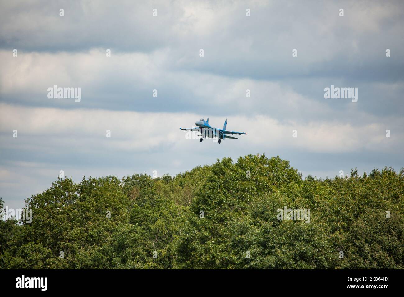 Sukhoi SU-27 Flanker 39 of the Ukrainian Air Force with blue digital ...